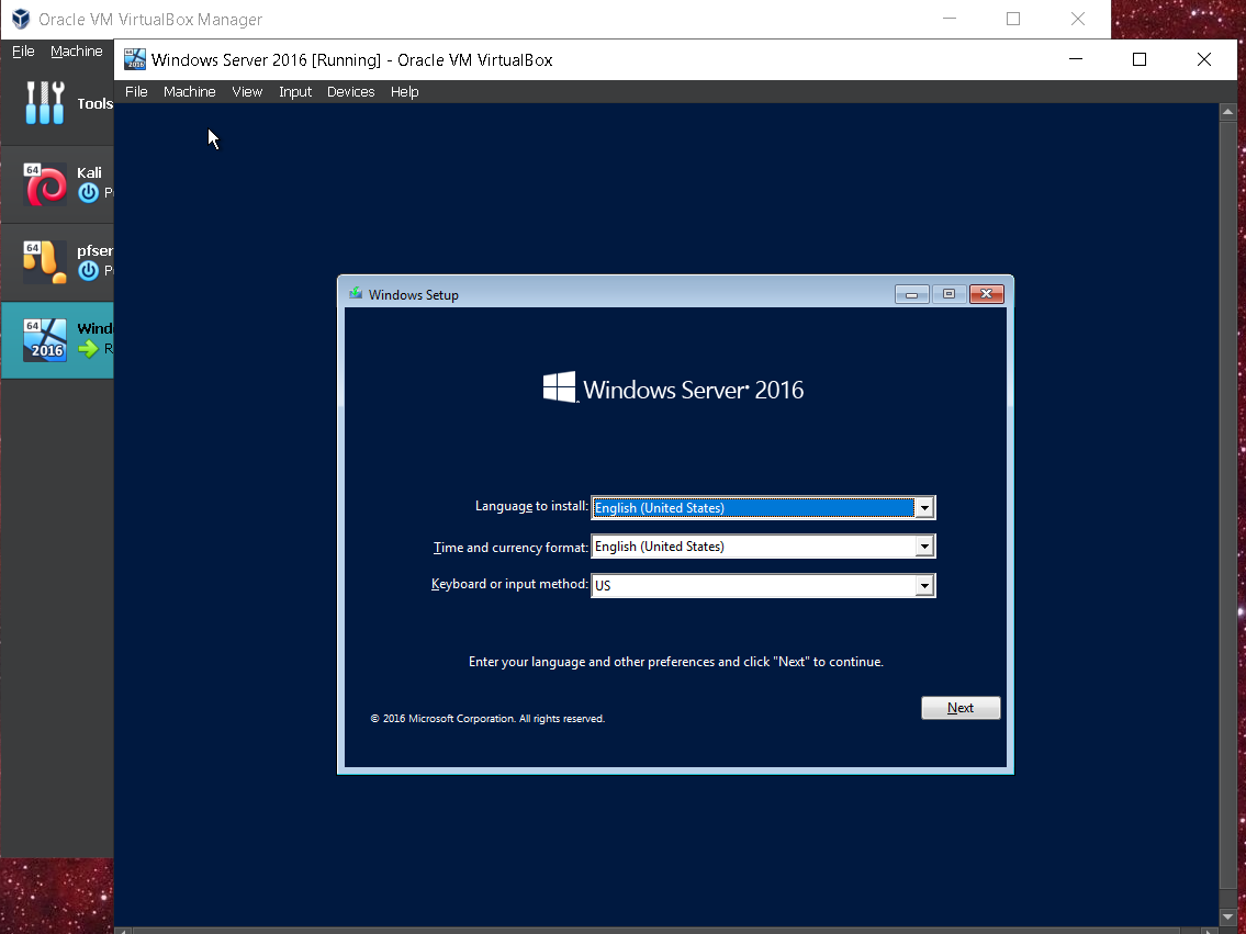 Installing Windows Server 2016 on Oracle VirtualBox · Mark Thompson Portfolio